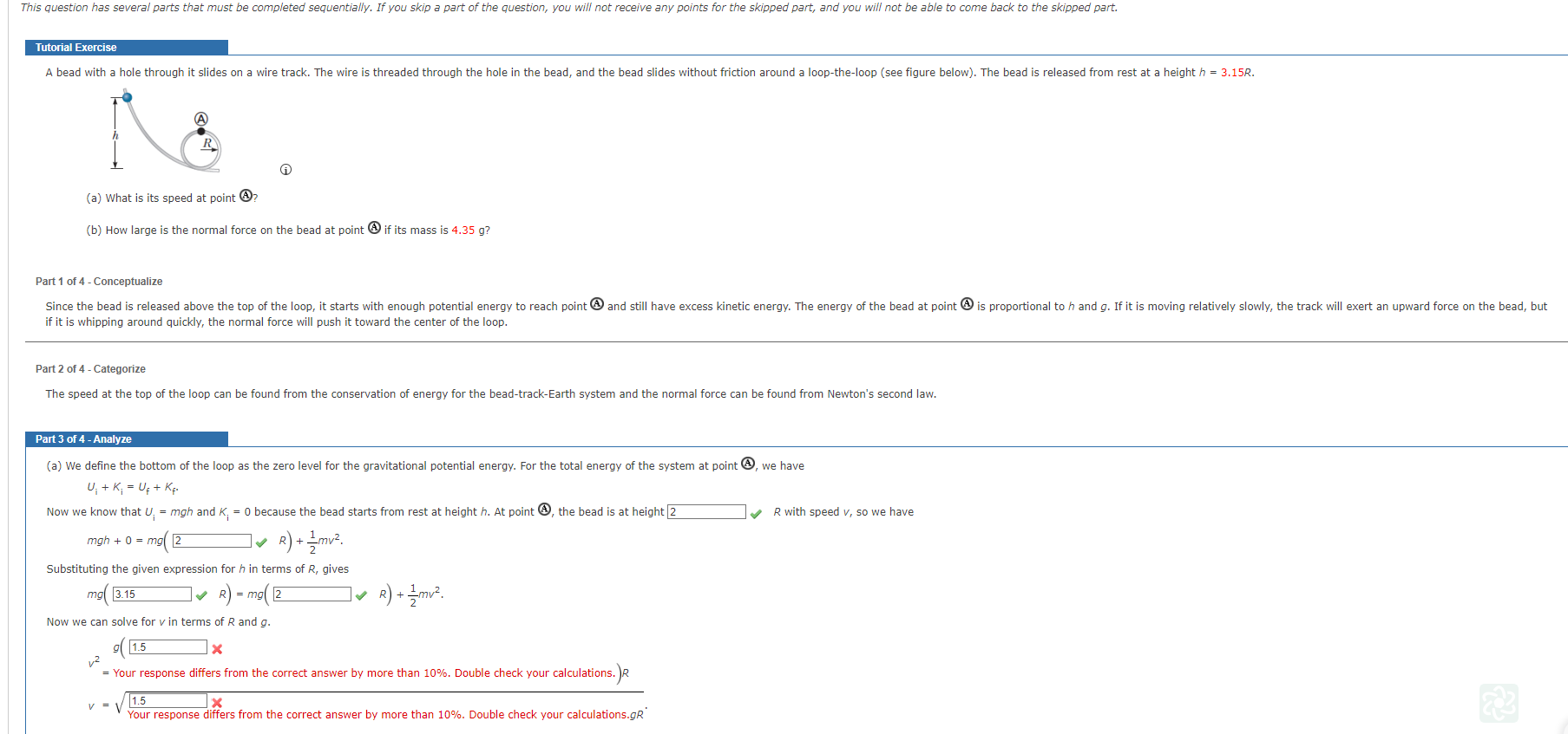 Solved Tutorial Exercise (i) (a) What is its speed at point | Chegg.com