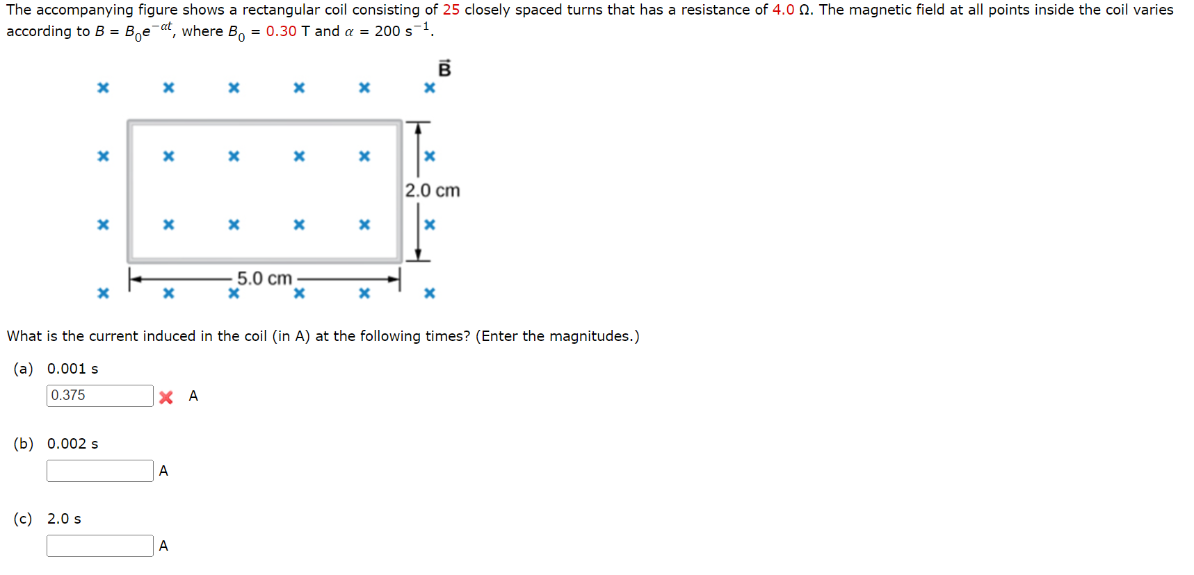 Solved according to \\( B=B_{0} e^{-\\alpha t} \\), where | Chegg.com