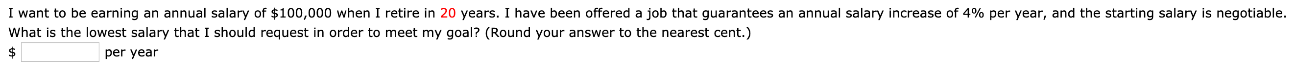 Solved I want to be earning an annual salary of $100,000 | Chegg.com