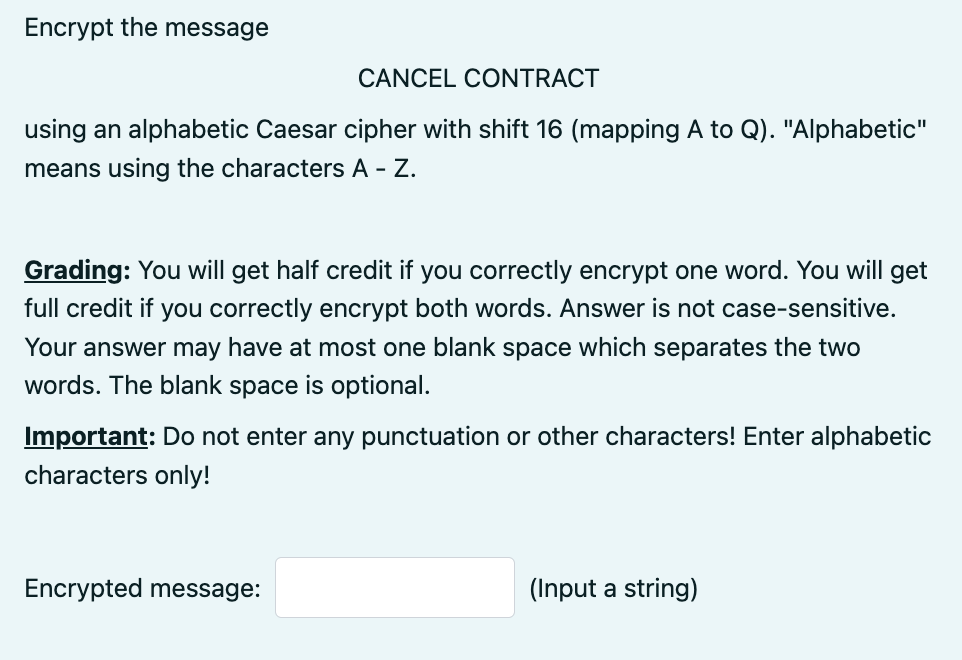 Solved Encrypt The Message Cancel Contract Using An
