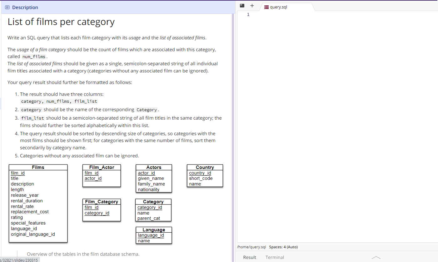 List of films per category Write an SQL query that | Chegg.com
