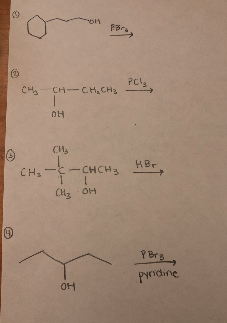 Solved P.Br3, PCl3 CH3-CH-CH2CH3 OH CH3 HBr CH3-C-CHCH3 CH3 | Chegg.com