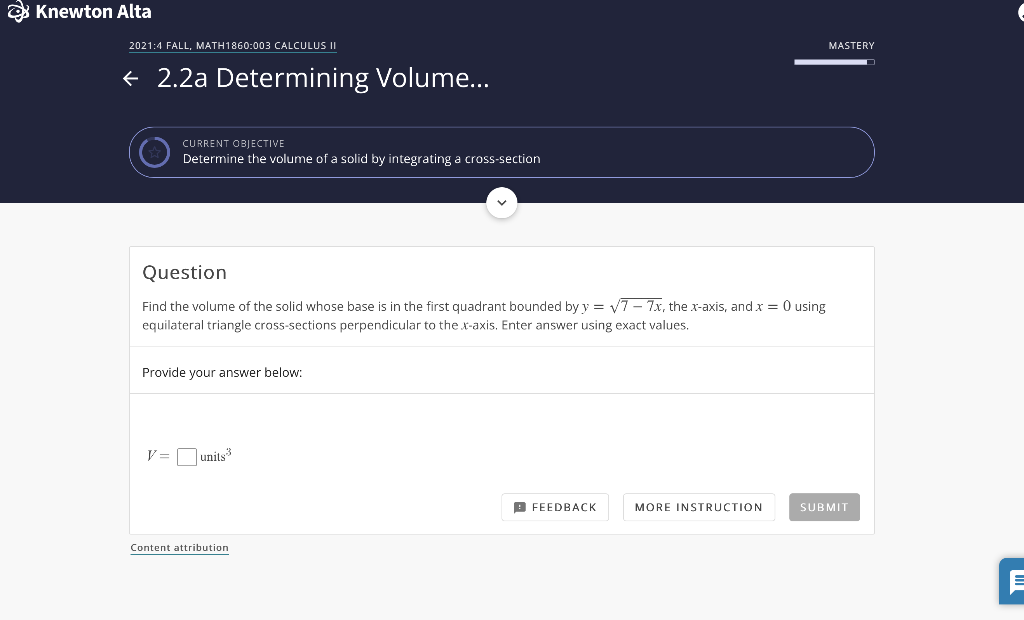 Solved Knewton Alta 2021:4 FALL, MATH1860-003 CALCULUS II | Chegg.com