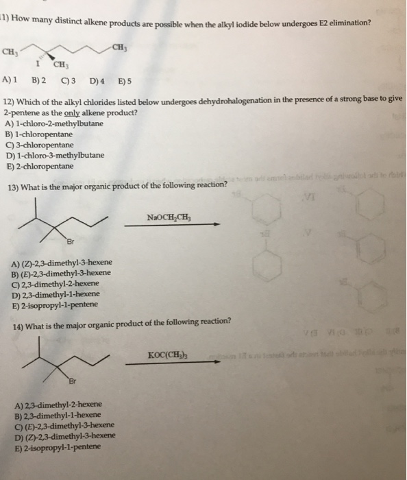 Solved w many distinct alkene products are possible when the | Chegg.com