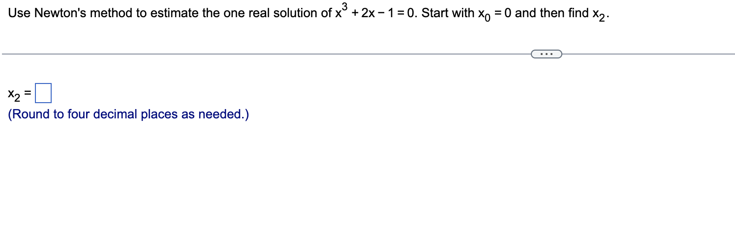 Solved Use Newton's method to estimate the one real solution | Chegg.com