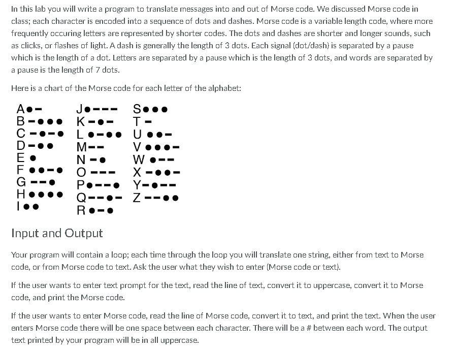 Solved In this lab you will write a program to translate | Chegg.com