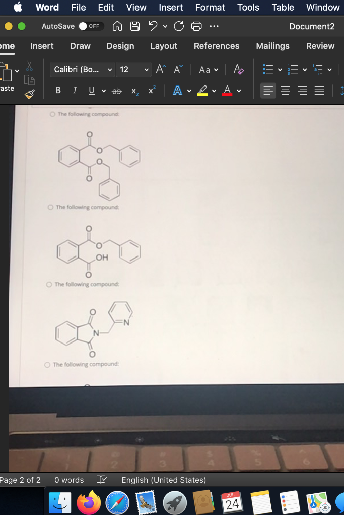 Solved Word File Edit View Insert Format Tools Table Window | Chegg.com