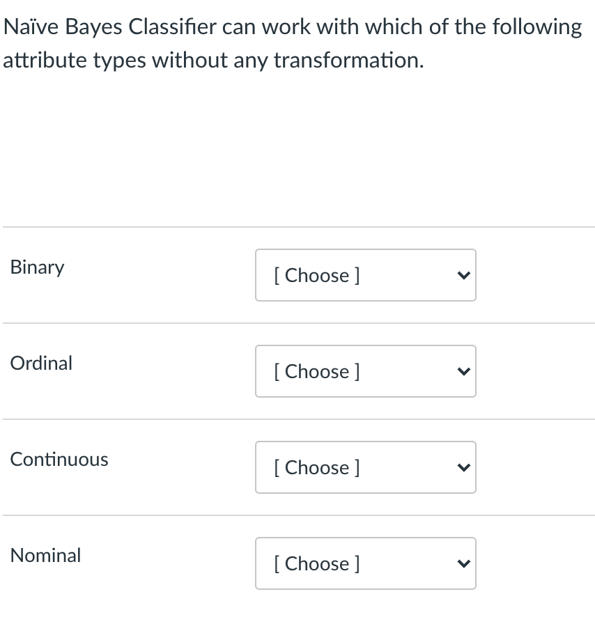 Solved Naïve Bayes Classifier can work with which of the | Chegg.com
