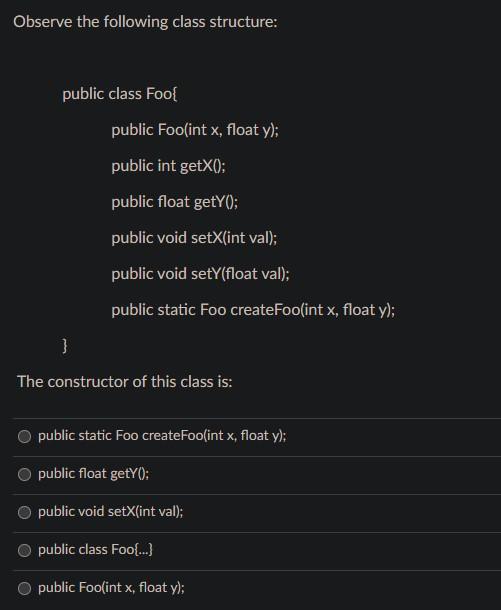Solved Observe the following class structure: public class | Chegg.com