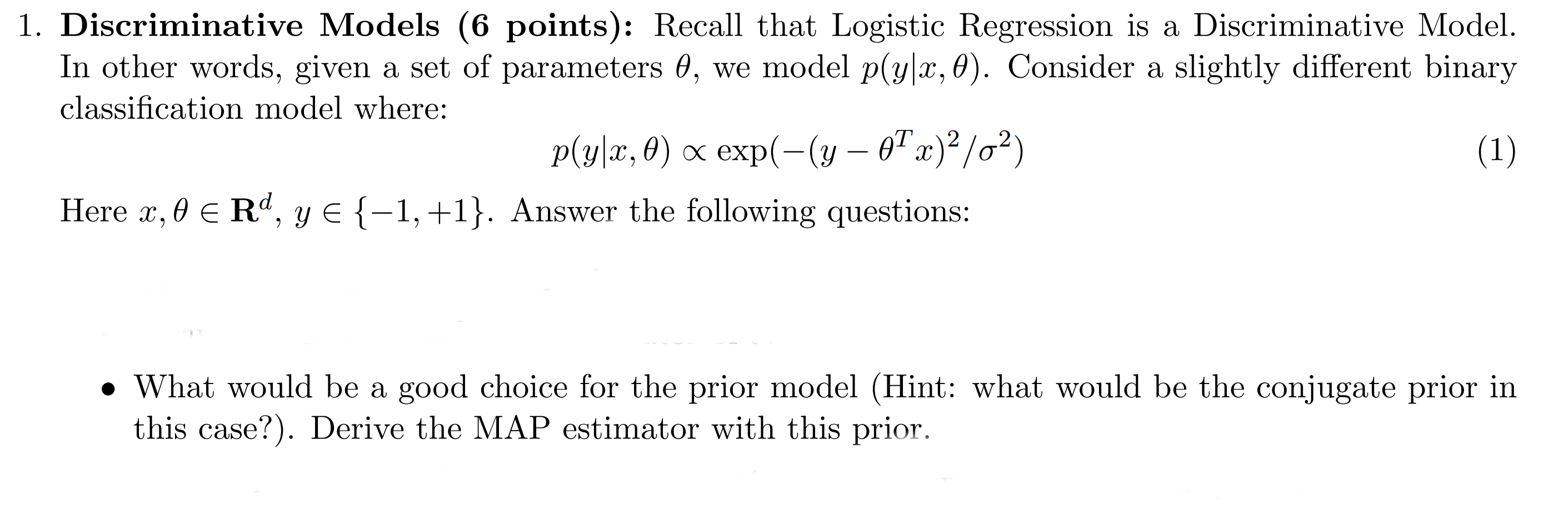 Discriminative Models 6 Points Recall That