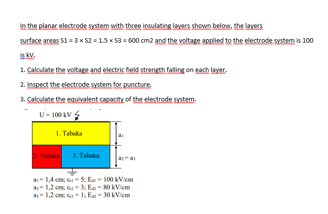 Solved In the planar electrode system with three insulating | Chegg.com