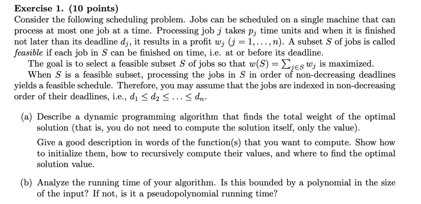 Solved Exercise 1. (10 points) Consider the following | Chegg.com