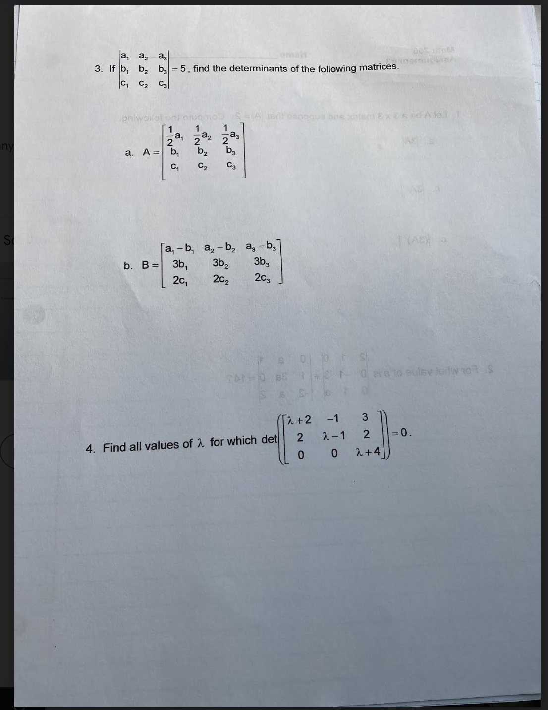 Solved 3. If ∣∣a1b1c1a2b2c2a3b3c3∣∣=5, find the determinants | Chegg.com