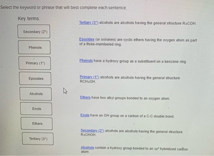 Solved Select the keyword or phrase that will best complete | Chegg.com