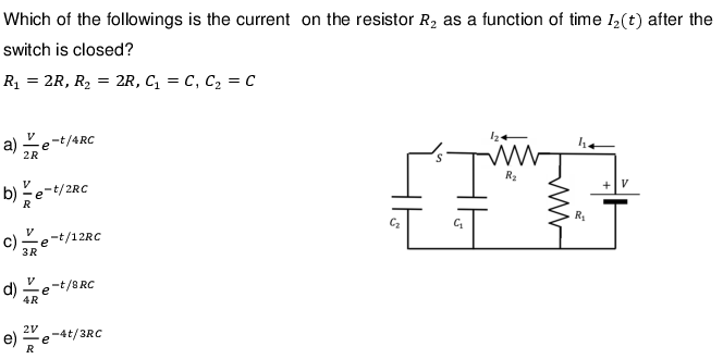 Which of the followings is the current on the | Chegg.com