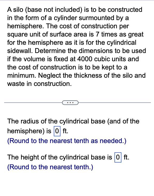 A silo (base not included) is to be constructed in | Chegg.com
