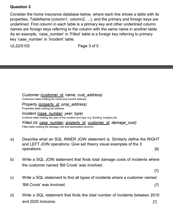 Solved Consider the home insurance database below, where | Chegg.com