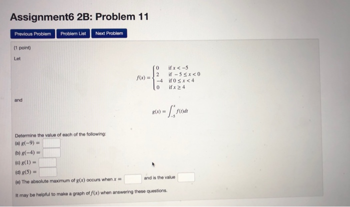 Solved Assignment6 2B: Problem 11 Previous Problem Problem | Chegg.com