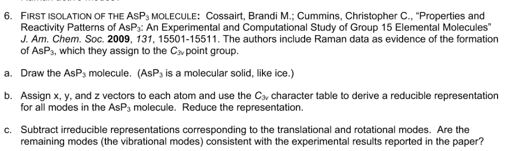 Solved 6. FIRST ISOLATION OF THE ASP3 MOLECULE: Cossairt, | Chegg.com