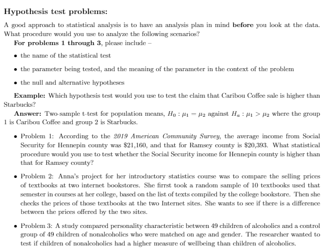 Solved Hypothesis test problems: A good approach to | Chegg.com