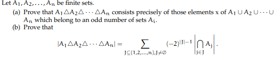 Solved Let A1, A2,..., An be finite sets. (a) Prove that A, | Chegg.com
