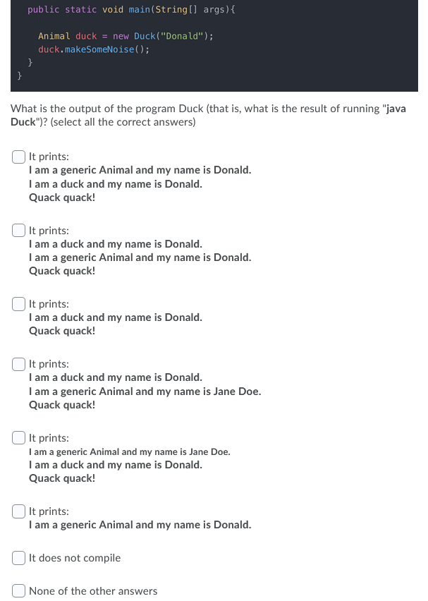 Solved Consider the following two classes: Animal.java: | Chegg.com