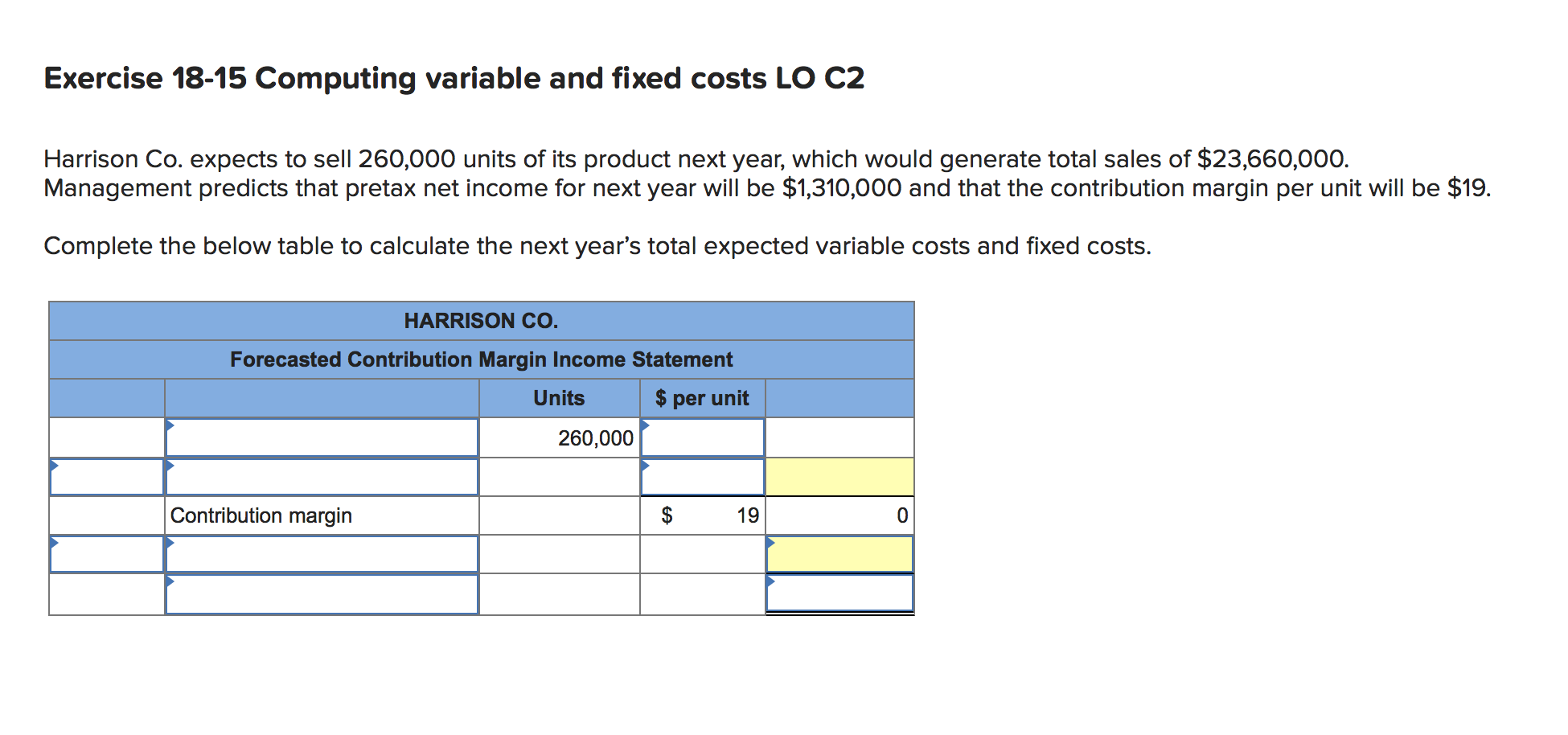 Solved Exercise 18-15 Computing variable and fixed costs LO | Chegg.com