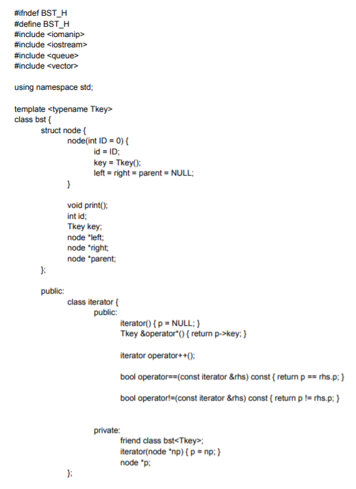 For 90 points, modify BST.h as necessary to compile | Chegg.com