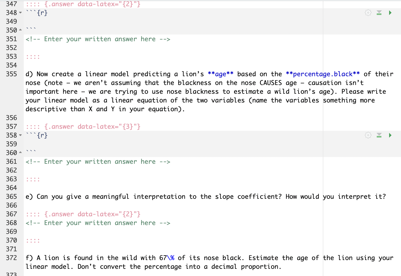 Solved Researchers measured the proportion of a lion's nose | Chegg.com