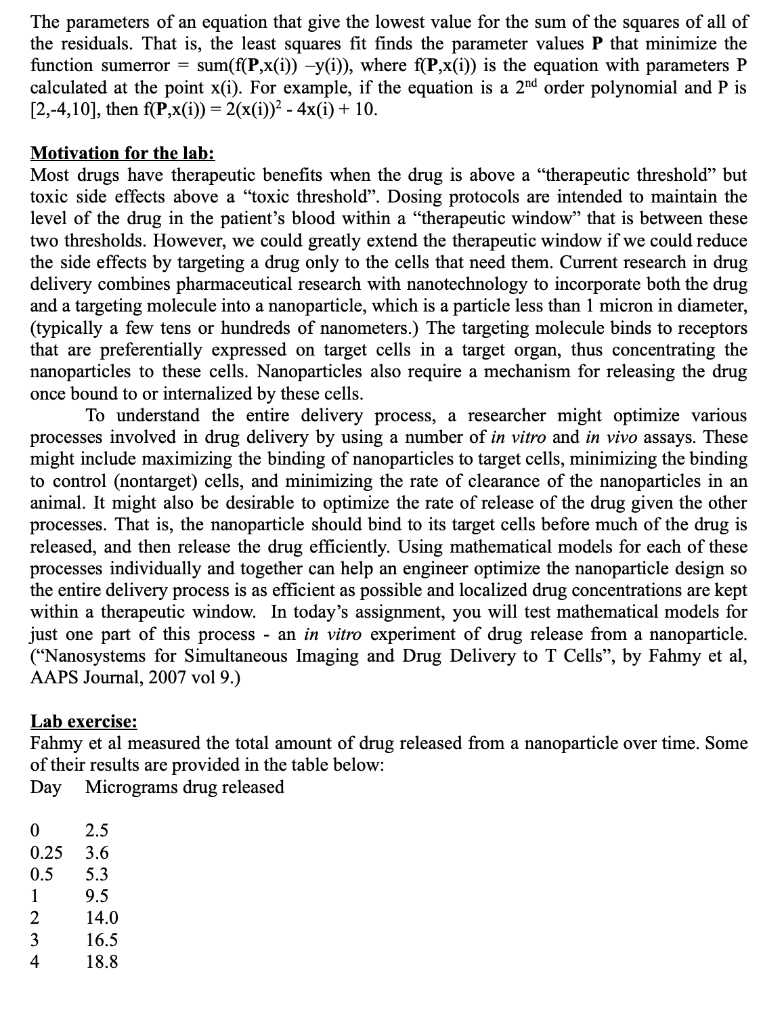 Curve Fitting Exercise in MATLAB, Part I Objectives: | Chegg.com
