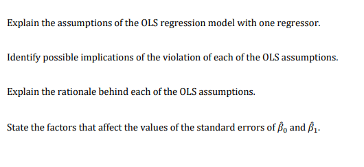 Solved Explain the assumptions of the OLS regression model | Chegg.com