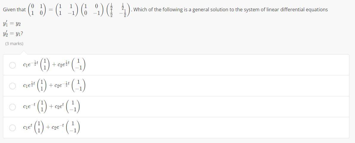 Solved Given that () = 1) 6 ) ( ) (-16 -1 . Which of the | Chegg.com