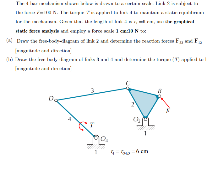 The 4 -bar mechanism shown below is drawn to a | Chegg.com