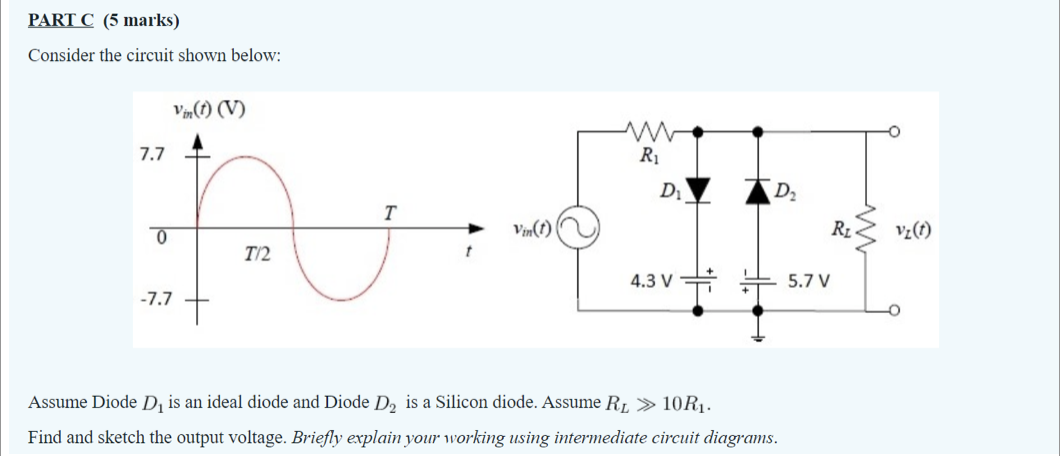 Solved Consider the circuit shown below: Assume Diode D1 is | Chegg.com