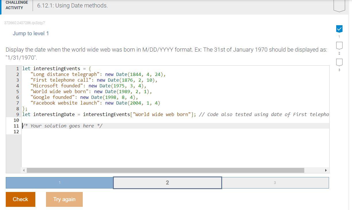 Solved CHALLENGE ACTIVITY 6.12.1: Using Date methods. | Chegg.com