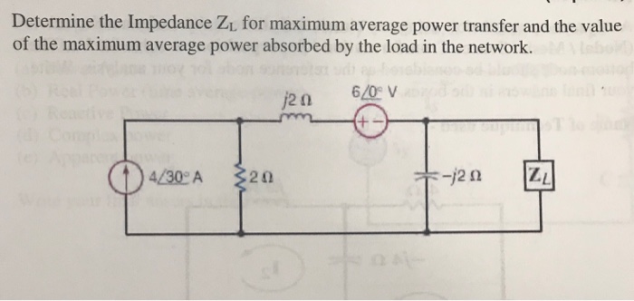 Solved Determine the Impedance Zi for maximum average power | Chegg.com