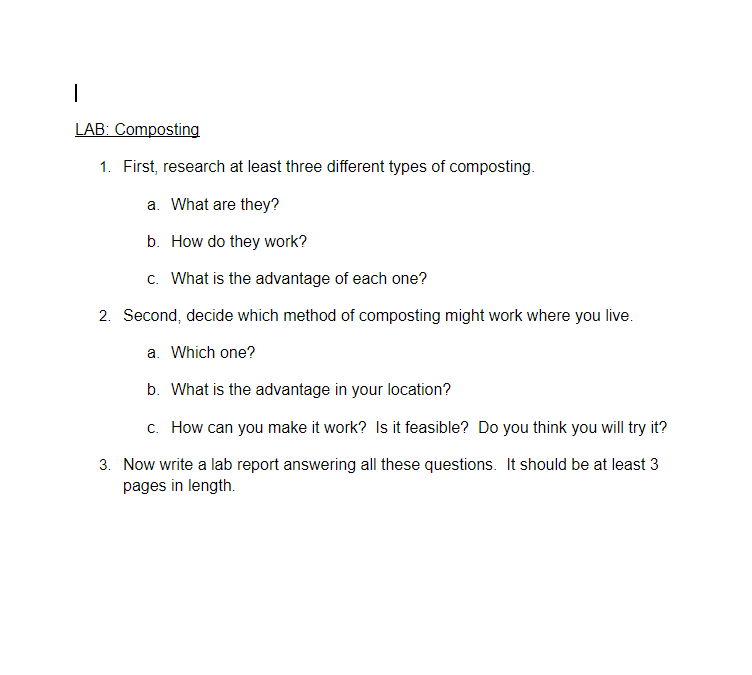 Solved 1 LAB: Composting 1. First, research at least three | Chegg.com