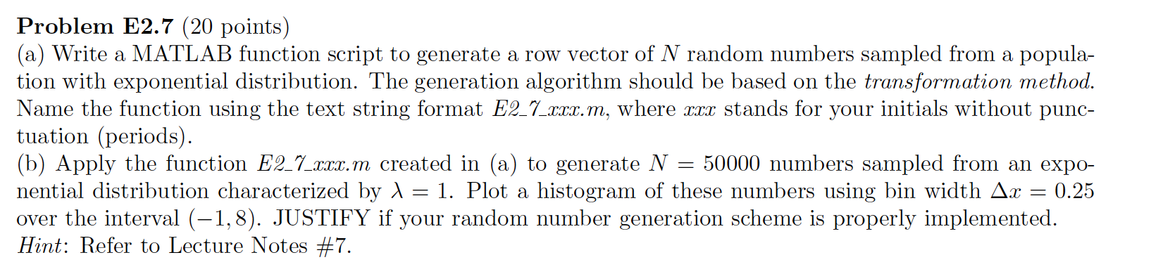 Problem E2.7 (20 points) (a) Write a MATLAB function | Chegg.com