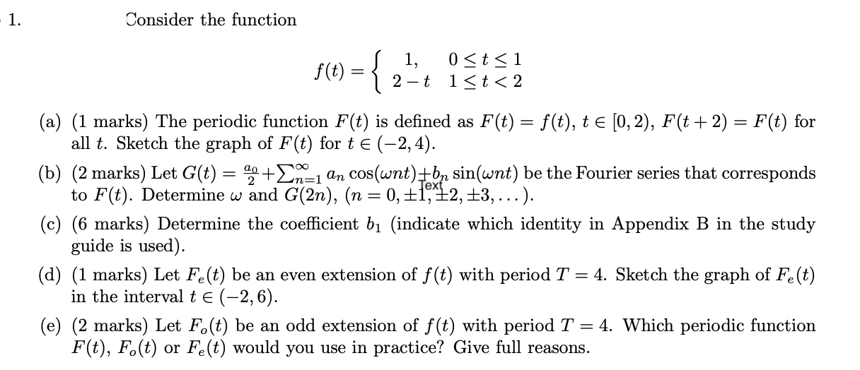 Solved 1. Consider the function f(t) = { 2 1, 2-t 0 | Chegg.com