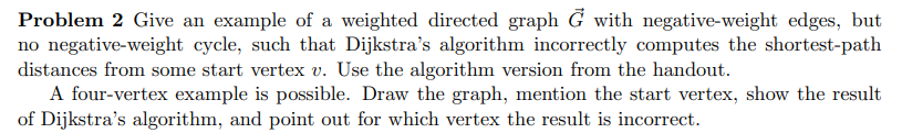 Solved Problem 2 Give an example of a weighted directed | Chegg.com