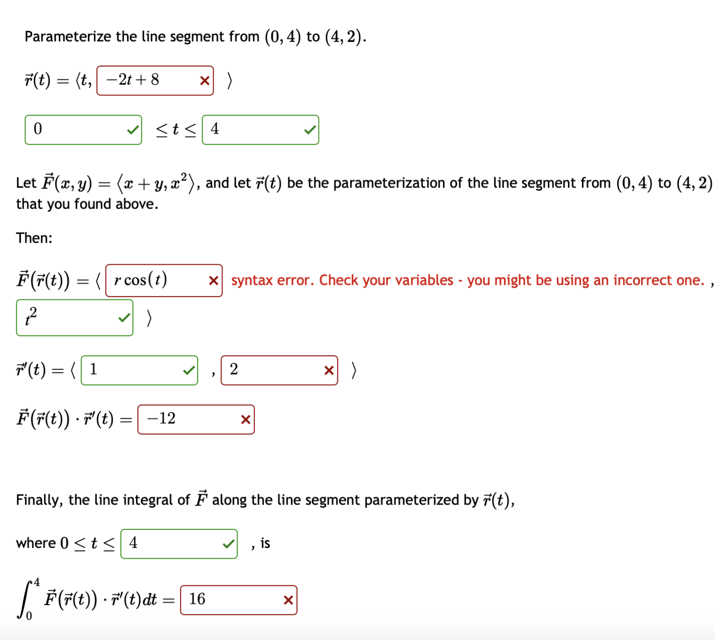 Solved Parameterize the line segment from (0,4) ﻿to | Chegg.com