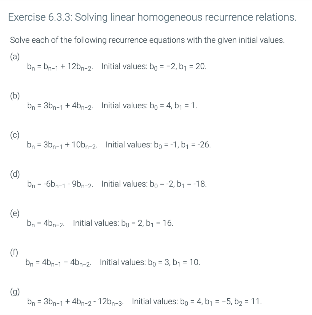Solved Exercise 6 3 3 Solving Linear Homogeneous Recurrence
