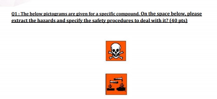 Solved 01: The below pictograms are given for a specific | Chegg.com