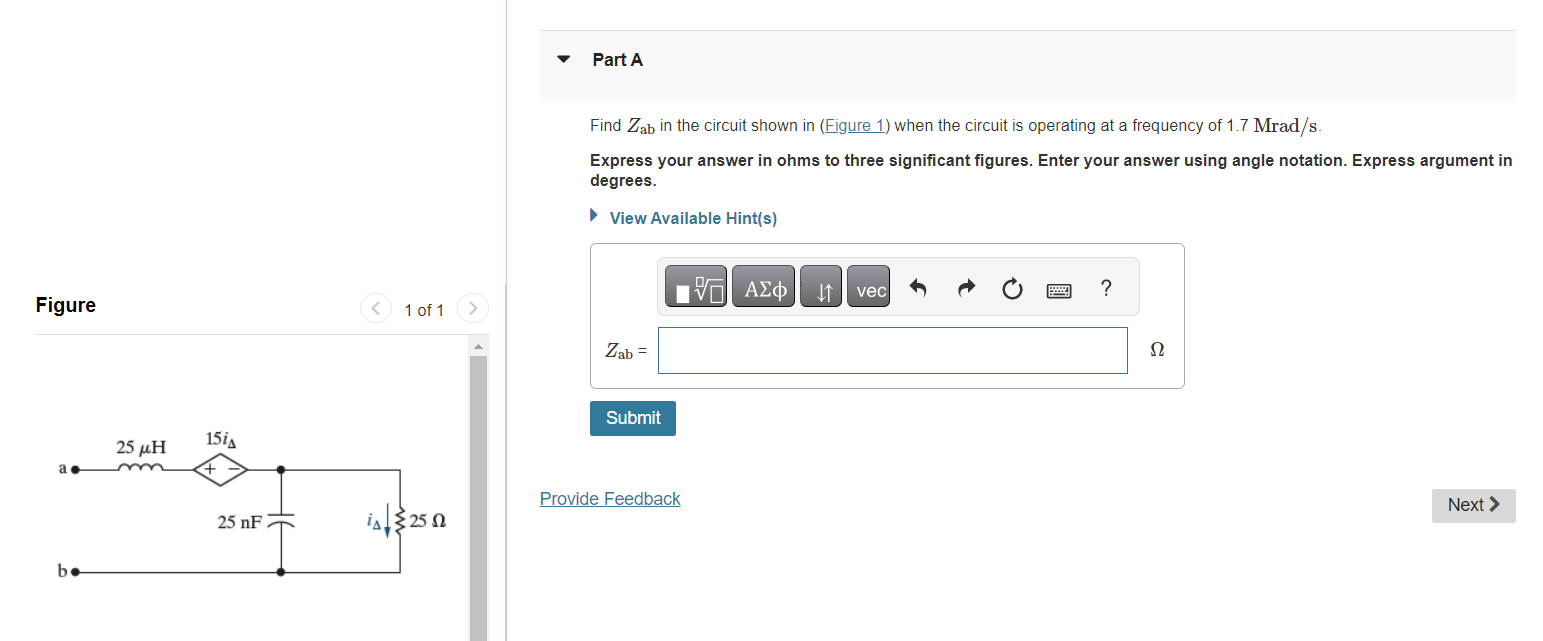 Solved Find Zab in the circuit shown in (Figure 1) when the | Chegg.com