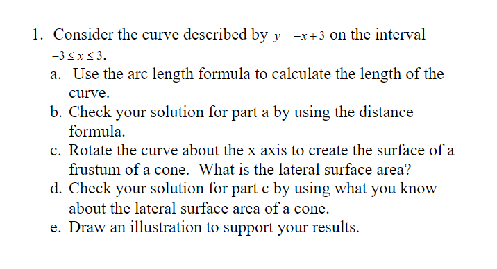 Solved Consider the curve described by y=-x+3 ﻿on the | Chegg.com