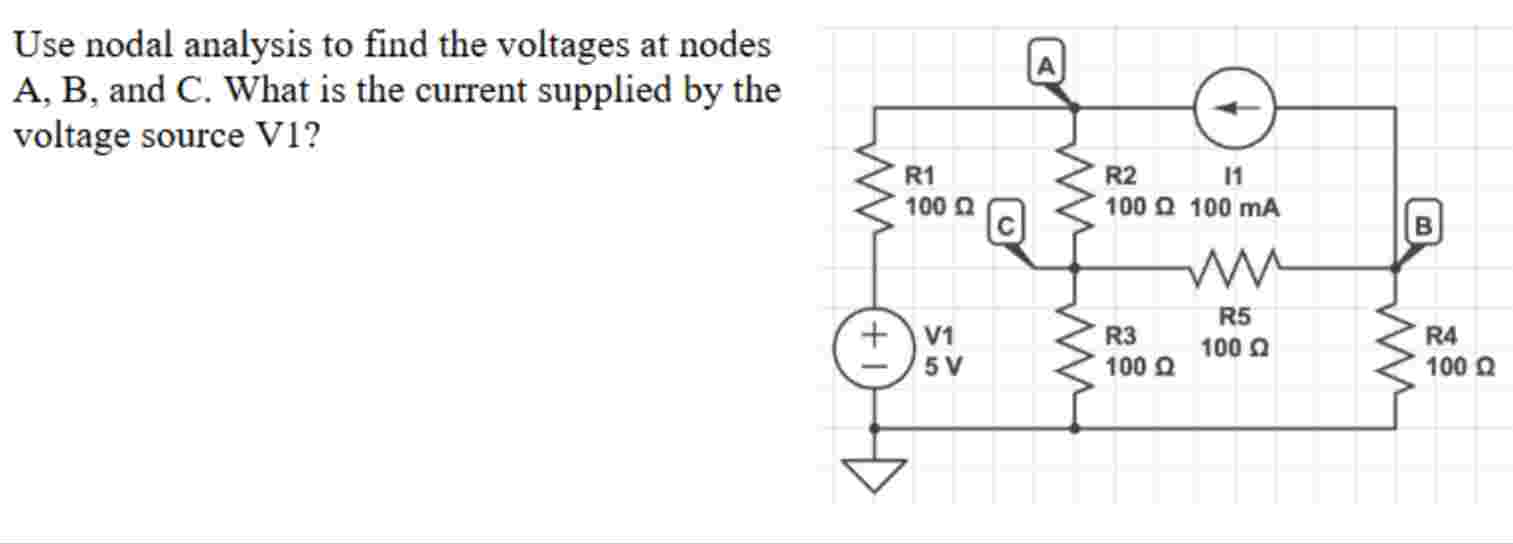 Solved Use nodal analysis to find the voltages at nodesA, | Chegg.com