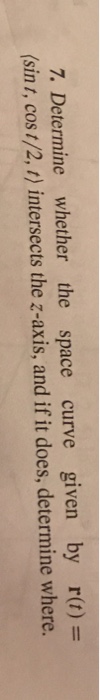 Solved 7. Determine whether the space curve given by r(t)- | Chegg.com