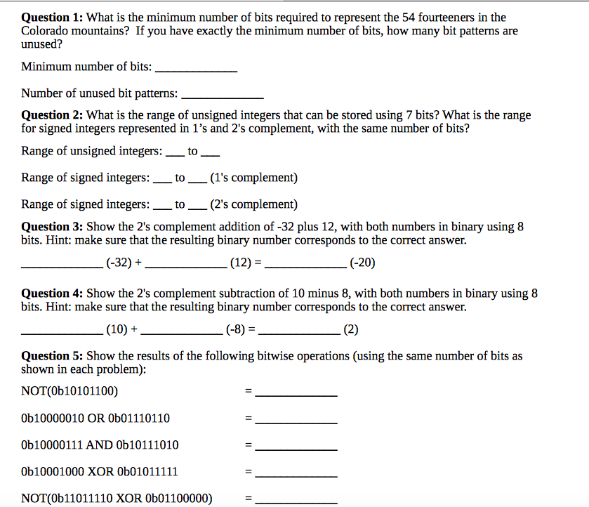 Solved Question 1: What is the minimum number of bits | Chegg.com