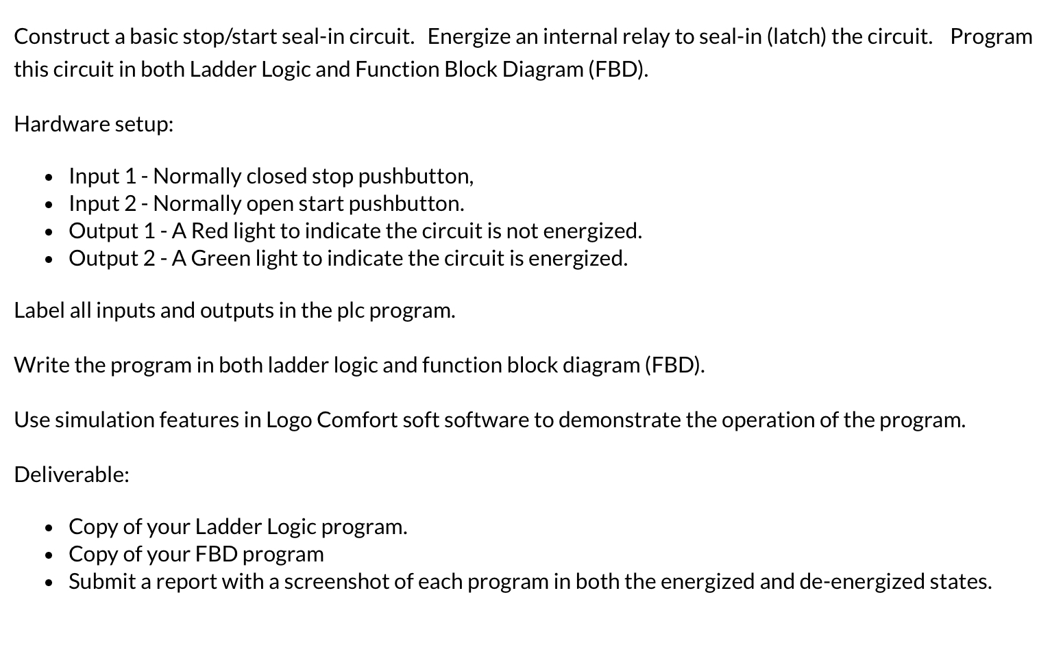 Solved Construct a basic stop/start seal-in circuit. | Chegg.com