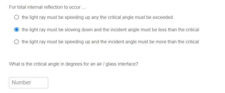 Solved For total internal reflection to occur ...the light | Chegg.com